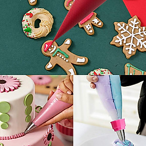 Weetiee Pastry Bag - 100 Pieces 16 Inch [Extra Thick] Disposable Piping Bags Set with 8 decorating tips, 1 coupler and 3 Bag Ties for Cake Decorating Royal Frosting