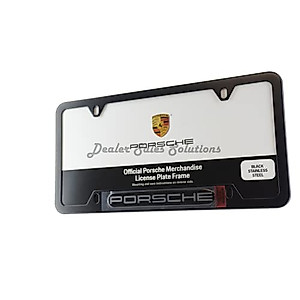 Porsche Genuine OEM Stainless Steel Nameplate License Frame - Matte Black Finish