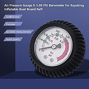 VGEBY Raft Pressure Gauge, Air Pressure Gauge 0-5.08 PSI Barometer for Kayaking Inflatable Boat Board Raft Inflatable Boat Pressure Gauge Air Presskayak