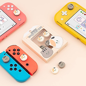 GeekShare Silicone Big Face Cat Thumb Grip Caps, Compatible with Nintendo Switch/OLED/Switch Lite