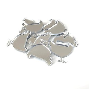 Super Cool Creations Chicken Shaped Crafting Mirrors, Set of 10, Many Colours, Shatterproof Acrylic, Red Mirror, Pack of 10 x 5cm