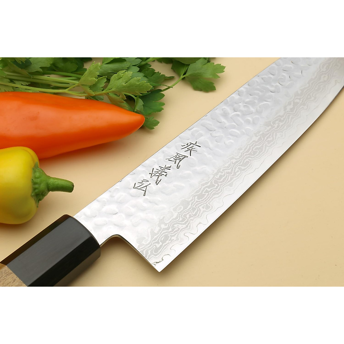 Yoshihiro VG10 46 Layers Hammered Damascus Santoku Japanese Multipurpose Chef Knife (Ambrosia Handle)