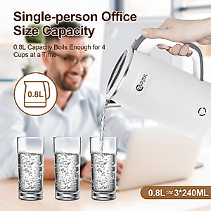 EVATEK Small Electric Kettle, 600W Mini Portable Tea Kettle, Travel Stainless Steel Interior Hot Water Boiler, Auto Shut-Off & No Base, Gift for Camping, Office, Student Dormitory