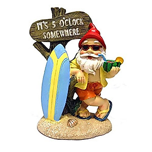5:00 Somewhere Tropical Party Gnome Garden Statue