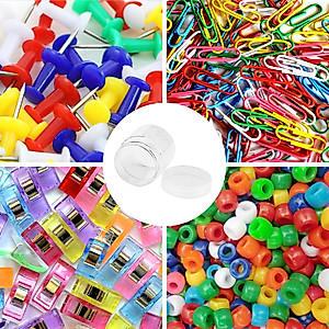 MUKLEI 70 PCS 2oz Clear Plastic Bead Containers, Round Bead Containers with Lids, Mini Sample Container for Lotions, Beads, Candies, Spice