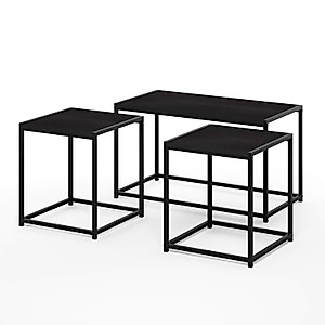 Furinno Camus Modern Living Room Coffee Table with 2 End Tables Set, Americano