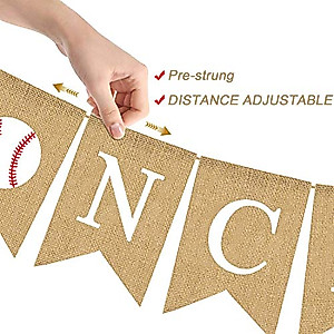 Rainlemon Jute Burlap Concessions Banner Sports Themed Baby Shower Boy 1st Birthday Party Decoration