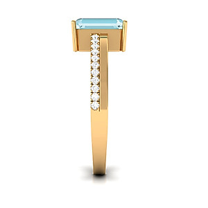 Rosec Jewels Natural Sky Blue Topaz Solitaire Engagement Ring with Diamond | 2.25 CT | AAA Quality, 14K Yellow Gold, Size:US 11.00