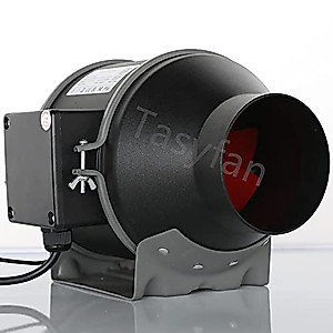 Tasyfan Black Round Inline Exhaust Duct Fan with Variable Speed Controller for Indoor Garden Ventilation (4 Inch)