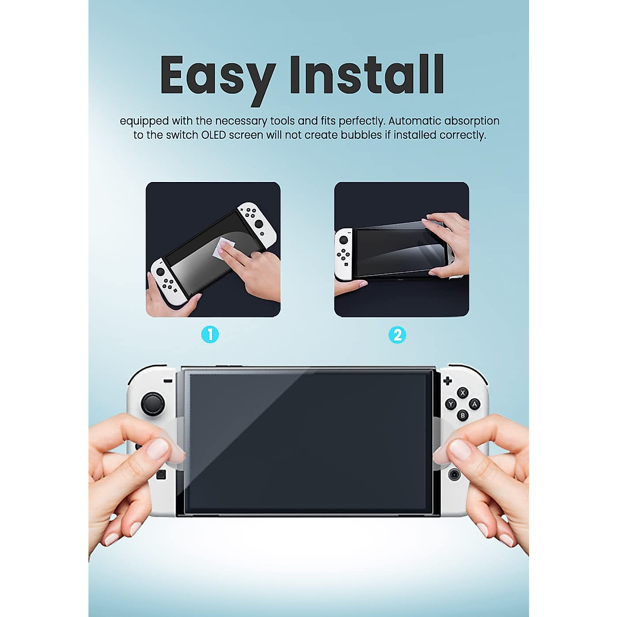 Mumba [3-Pack Screen Protector for Nintendo Switch Oled, 9H Tempered Glass Film with Smooth, HD Clear, Easy-Install, Scratch and Crack Resistant