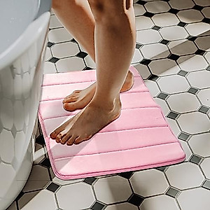 Xerhnan Memory Foam Bath Mat Set - Non Slip, Absorbent, Soft Bath Rug Set - Fast Drying Washable Bath Mat - Size 15.8” x 24” (2, Pink)