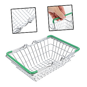 CHILDWEET Mini Fruit Basket Iron Round Green Decor Basket for Kids Storage