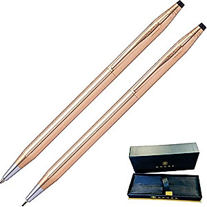 Gold Cross Pen Set | Engraved/Personalized Cross Classic Century 14 Karat Gold Plated Pen and Pencil Gift Set. Custom Engraved and Shipped in 1 Business Day.