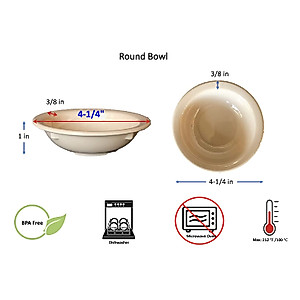 Z-Moments Western Melamine Fruit Bowl Monkey Bowl 3.5-Ounce, 4-1/4" dia. White or Tan NSF (96, Tan)