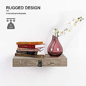 Homaterial Floating Nightstand, Wall Mount Shelf with Drawer for Bedroom, Bathroom, Living Room, Kitchen, Floating Shelf for Wood Wall Decor with Drawer