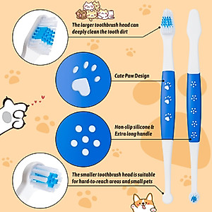 Newday Pet Toothbrush for Dogs, Cats, Double Headed Dog Toothbrush with Soft Bristles, Easy Teeth Cleaning, Non Slip Dog Toothbrushes in Bulk (Pack of 3)