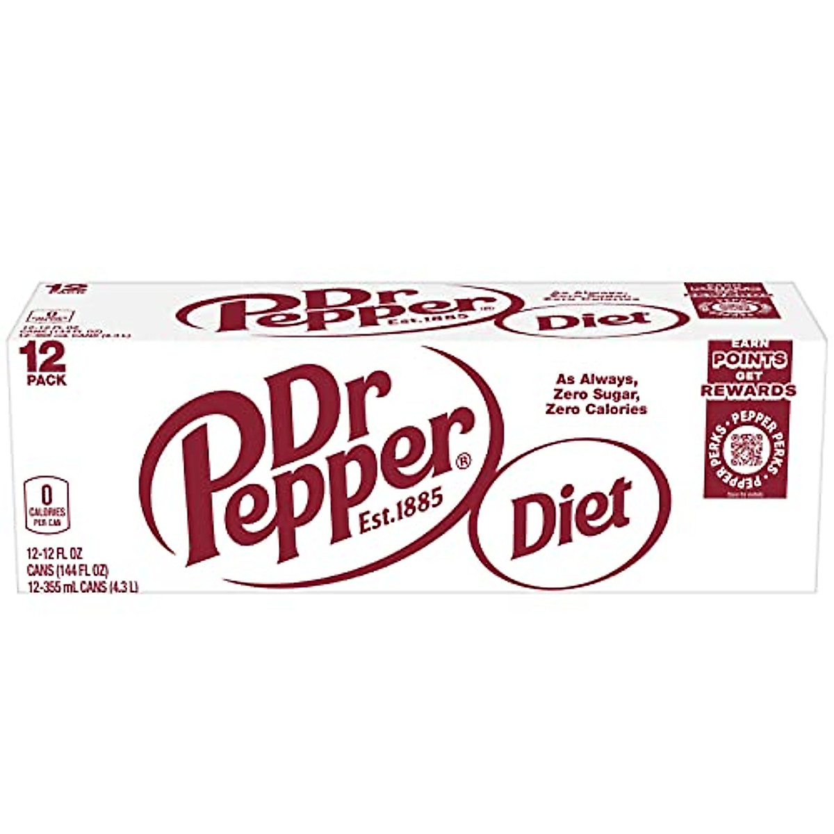 Diet Dr Pepper Soda, 12 fl oz cans, 12 pack