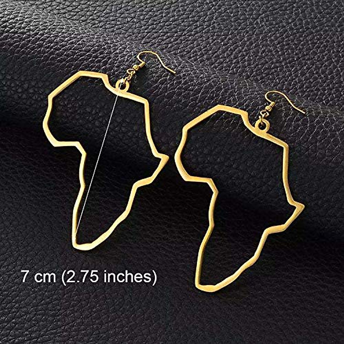 Fashion Gold Africa Map Hollow Out Drop Dangle Earrings for Women Minimalist Design Earrings (Gold)