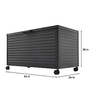 MIRADOR 175 Gallon Large Outdoor Deck Boxes with Wheels, Storage Boxes with Lid for Patio Furniture, Garden Tools, Outdoor Cushion, Charcoal