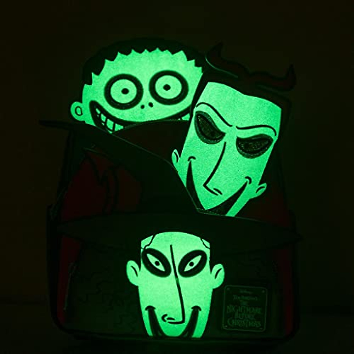 Loungefly Disney Nightmare Before Christmas Glow in the Dark Lock Shock and Barrel Mini Backpack