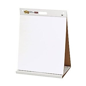 Post-it Super Sticky Tabletop Easel Pad, Great for Virtual Teachers and Students, 20 x 23 Inches, 20 Sheets/Pad, 1 Pad (563R), Portable White Premium Self Stick Flip Chart Paper, Built-in Easel Stand