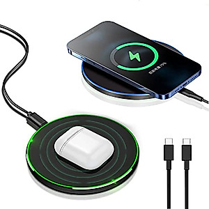 PDKUAI Wireless Charger,20W Max Fast Wireless Charging Pad with Type-C Cable Compatible with iPhone 13 14 12 11/Pro/Mini/Pro Max/SE/X/XR/8/AirPods,Samsung Galaxy/S22/S21/Note 20/10(No AC Adapter)