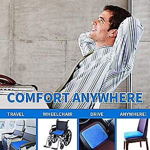 Extra Large Gel Seat Cushion, Office Seat Cushion for Long Sitting Breathable Egg Gel Cushion for Office Home Chairs, Cars, Long Trips – Back, Sciatica, Hip, Tailbone Pain Relief Cushion (Blue)