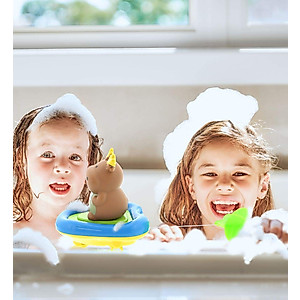 Dollibu Boat Racer Buddy, Fun Educational Bath Toy Finger Puppet Pull and Go Water Racing Woodland Pal for Shower Pool Bathtub Swim Hard Surface for Baby Toddler and Boy - 6 Inch - 3 in 1 Game - Moose