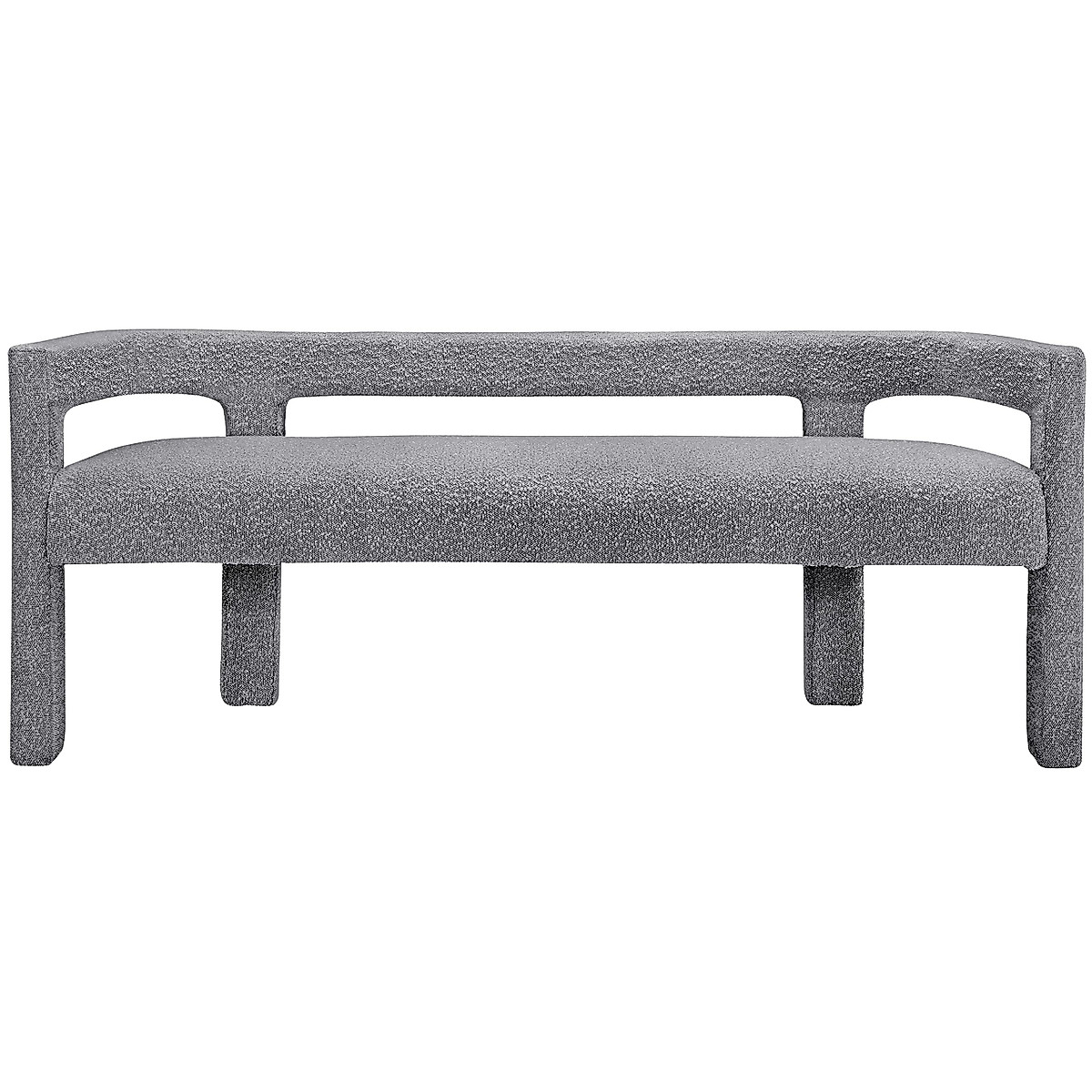 Meridian Furniture Athena Collection Modern | Contemporary Boucle Fabric Upholstered Bench, 66.5" L x 21" D x 27" H, Grey