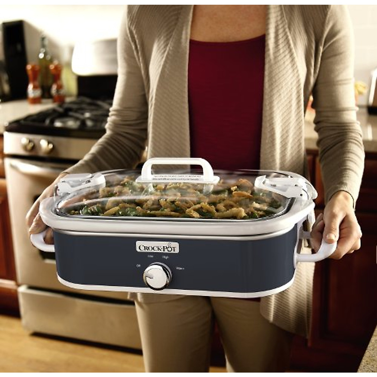 Crock-Pot 3.5 Quart Casserole Manual Slow Cooker, Charcoal