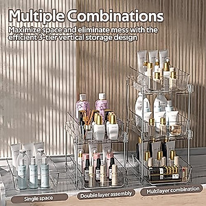 WUHUIXOZ 3 Pack 2 Tier Clear Under Bathroom Sink Organizers and Storage, Medicine Cabinet Organizer with Dividers, Pull Out Kitchen Pantry Shelf Cupboard Closet Vanity Organization Bins