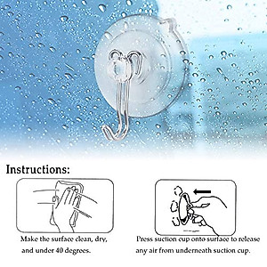 DSMY 17 Pack Suction Hooks, Clear Suction Cups with Metal Hooks Heavy Duty Removable Suction Cups for Kitchen Bathroom Shower Wall Window Glass Door