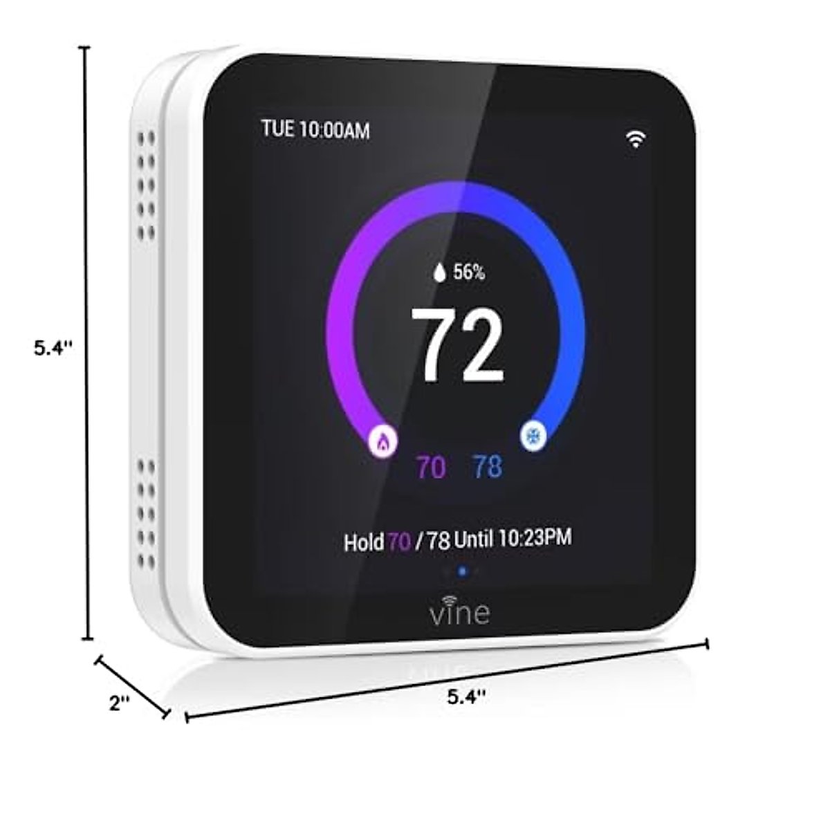 vine Smart Thermostat Larger Color Screen Thermostats for Home Heat and AC, 7 Day Programmable WiFi Thermostat App Control Compatible with Alexa and Google Assistant, C-Wire Required