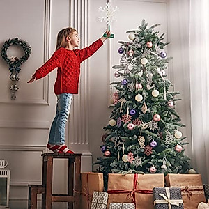 Dazzle Bright Snowflake Christmas Tree Topper, 9 inch Christmas Tree Topper Ornament with 15 White LED Lights, Lighted Tree Topper Christmas Decorations for Xmas Indoor Holiday Decor