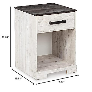 Signature Design by Ashley Shawburn 1 Drawer Night Stand Nightstand, Whitewash & Gray