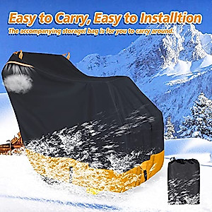 XYZCTEM Snow Blower Premium Cover 420D Marine Grade Fabric, Universal Fit Snow Blower Cover, Covers Snow Blowers Against Water, UV, Wind, Outdoor Protection (Orange)