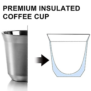 SOUJOY 4 Pack Espresso Cup, 2.7oz Stainless Steel Double Wall Insulated Coffee Cup, Heat Resistant Cup, Unbreakable Demitasse Cup For Drinking, Coffee, Beverages