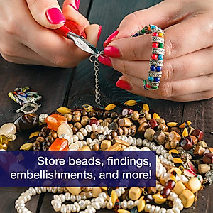 Bead Storage Solutions Elizabeth Ward Plastic Organizer Tray with Clear Snap Shut Lid for Sorting Craft Supplies, Fasteners, Crystals (2 Pack)