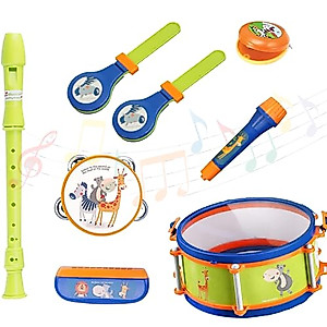 LITTLE FUN TIMES Musical Instruments for Toddlers 1-3 to Develop fine Motor Skills, Toddler Toys Musical Instruments for Kids 9 pcs Baby Instruments Preschool Educational Early Learning and Fun