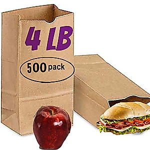500 brown paper lunch bags 4 lb brown paper sacks bags lunch 4lb kraft brown paper bags sandwich brown paper bags 4 Pound Lunch Bags, Party Bags Pack of 500 brown lunch bags bulk (Brown)