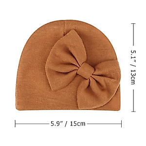 BQUBO Newborn Baby Girls Hats Mittens Set Hospital Hat Beanie Infant Bow Hats Baby Cotton Gloves No Scratch Mittens