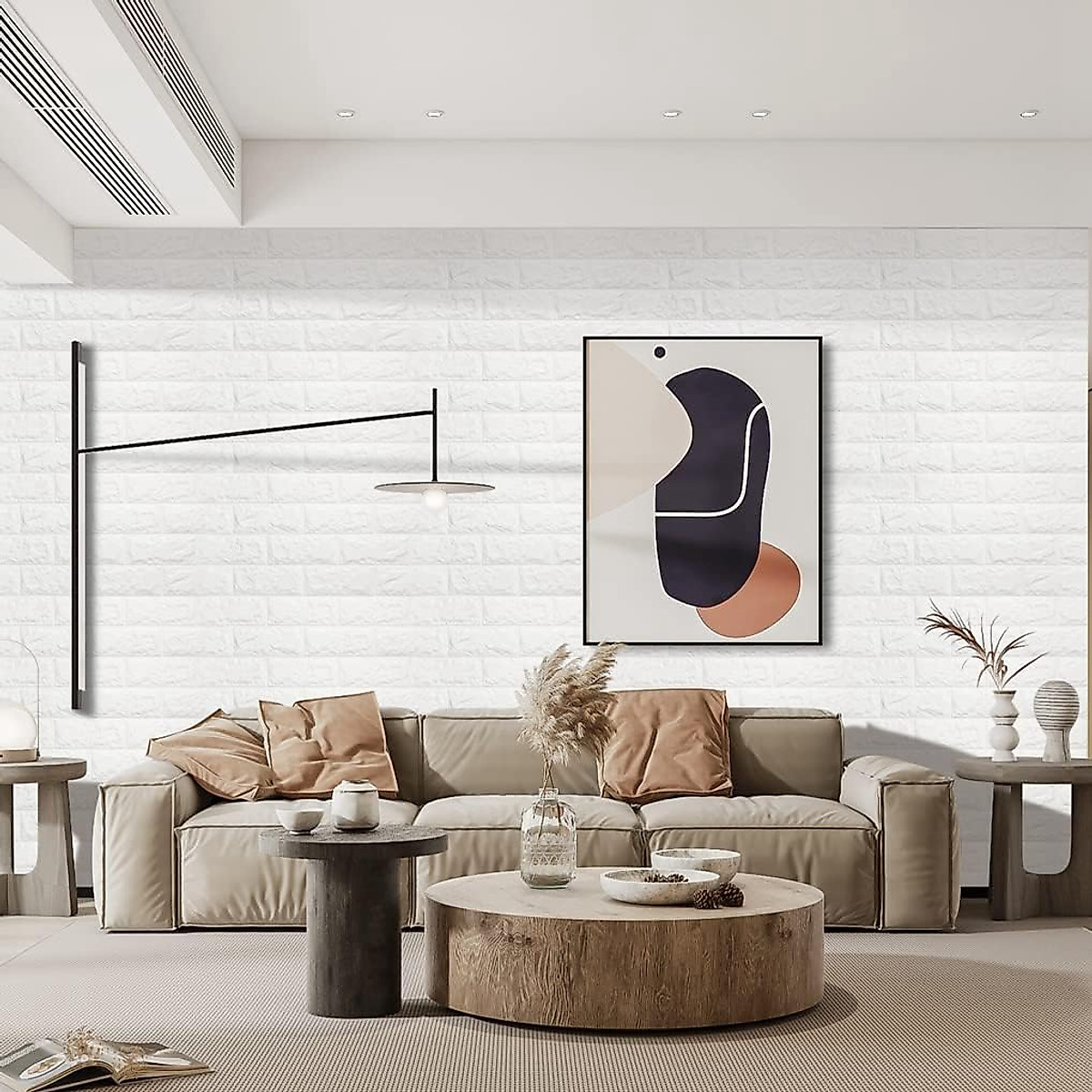 Arthome Brick Wall Panels 116 Sq.Feet Coverage,Peel and Stick 3D Wallpaper,Self Adhesive Waterproof Foam Brick for Living Room,Bedroom,Laundry,Kitchen,Fireplace,TV Wall Decoration (White 20 Pack)