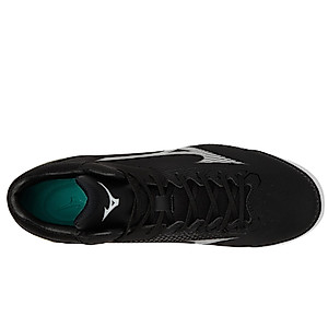 Mizuno Men's Wave Lightrevo MID Baseball Shoe, Black-White, 10.5