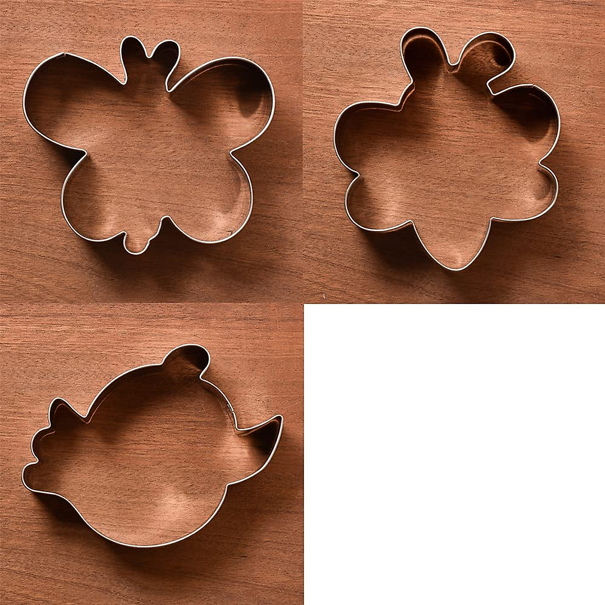 LILIAO Animal Cookie Cutter Set Kids, 3-Pc., Bird, Butterfly and Bee Biscuit Bread Cutters, Stainless Steel, by J.Cookies