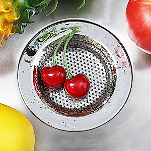 Buumook 3 Pack - Kitchen Sink Drain Strainer and Stopper Set for Most Sinks, Clog-Free Basket with Stainless Steel Body, Rubber