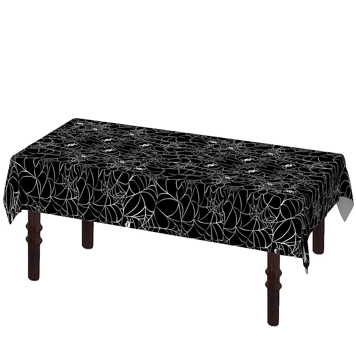 ATFUNSHOP Halloween Tablecloth Plastic 4PACKS 54 X 108 Rectangular Black Spider Web Disposable Table Cover Waterproof Spillproof Table Cloth
