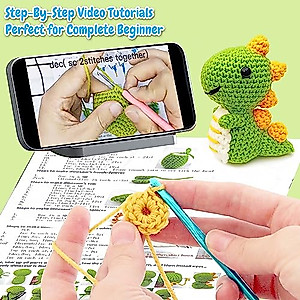 TGIQROVE Crochet Kit for Beginners, 4Pcs Animal Crochet Kit for Adults Include Videos Tutorials, Yarn, Eyes, Stuffing, Crochet Hook, Instructions, Kids Boys Girls Birthday Gifts