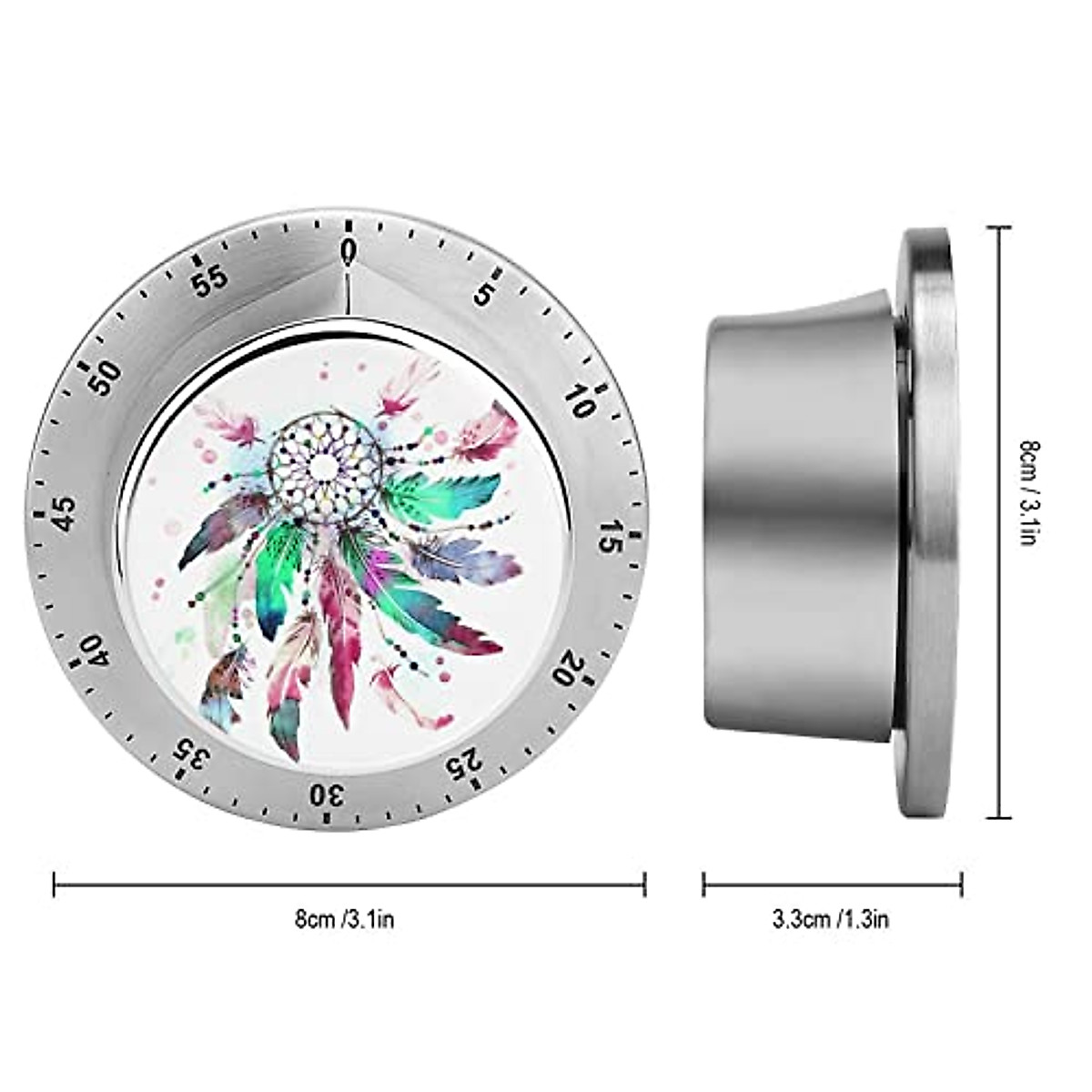Kitchen Timer Dreamcatcher Classroom Timer Stainless Steel Countdown Timer with Magnetic Backing