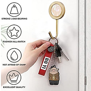 Solid Brass Decorative Wall Coat Hooks,Wall Towel Hooks Coat Hook Bathroom Gold Robe Hook, Marble Self Adhesive Hooks w/ 3M Tape for Hallway,Bedroom,Bathroom, Pack of 2