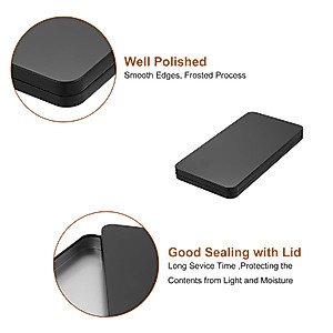 uxcell Metal Tin Box Containers, 6.7x3.5x0.6 Inch Black Mini Portable Metal Rectangular Empty Hinged Tins Box with Lid for Home Storage Organizer